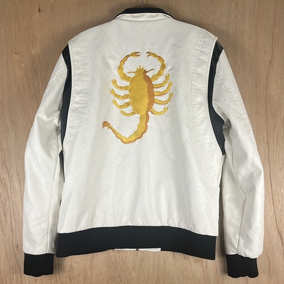 KH | Jackets & Coats | Kh Faux Leather Jacket Scorpion Embroidered ...